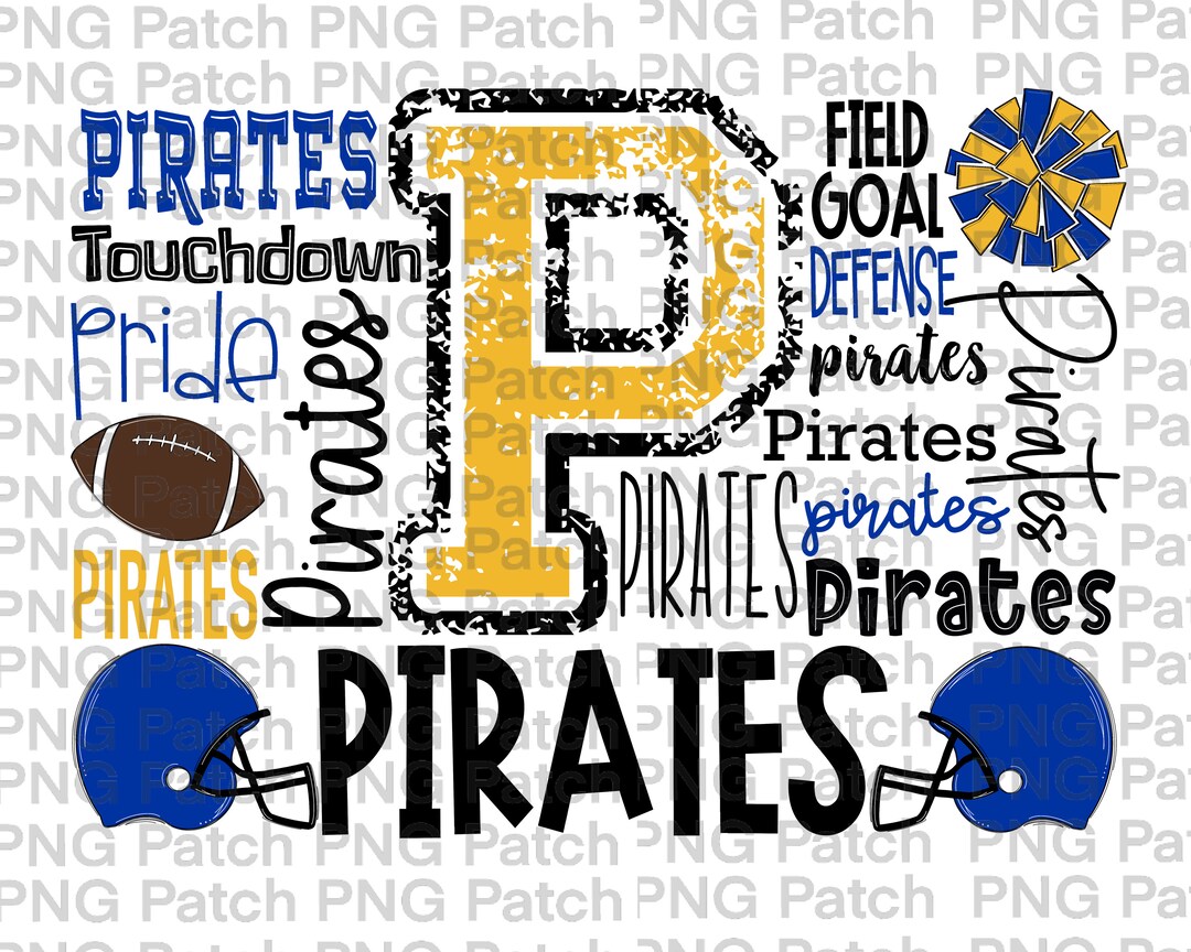 Pirates Football Typography, Blue and Gold, Mascot PNG File, Team ...