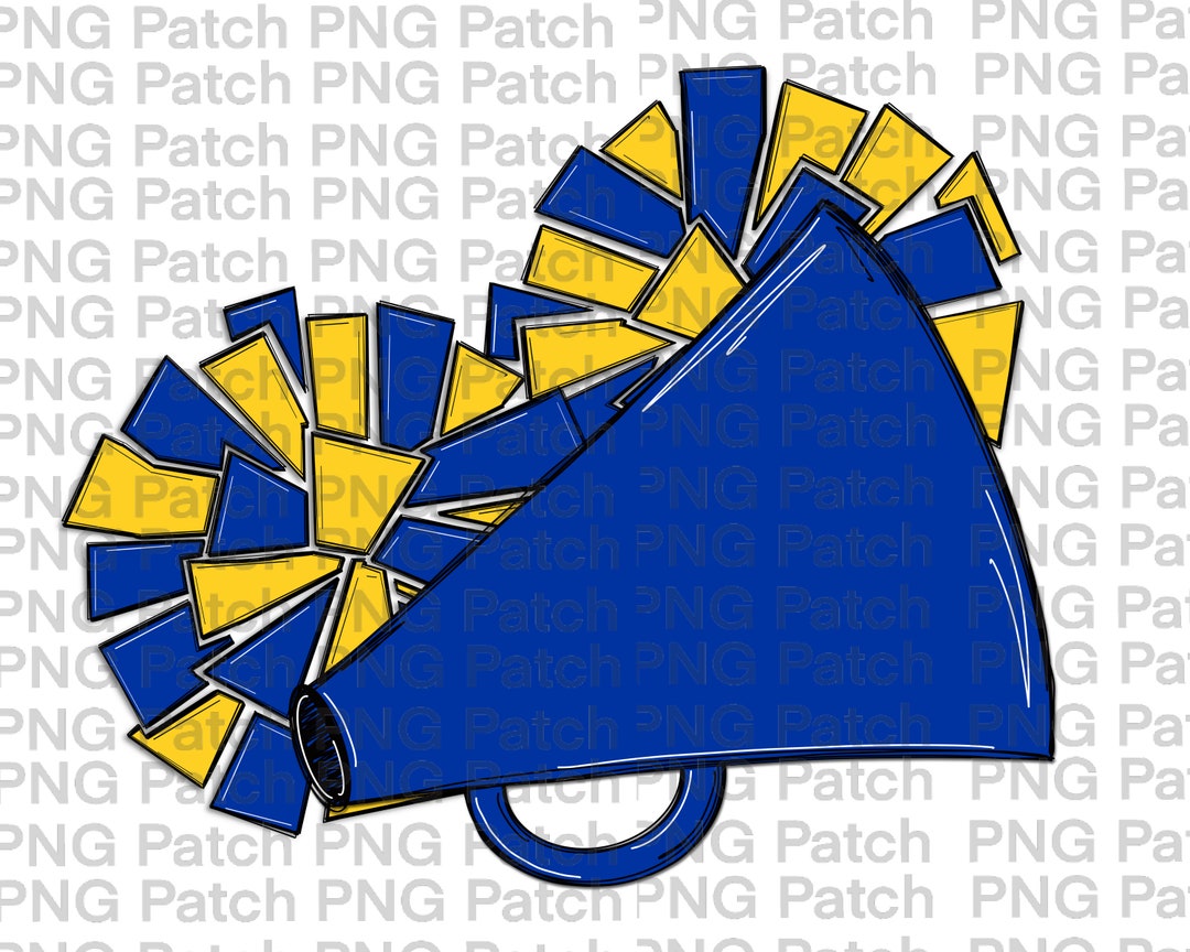 Royal Blue and Yellow Gold Cheerleader Megaphone and Pom Poms | Cheer ...