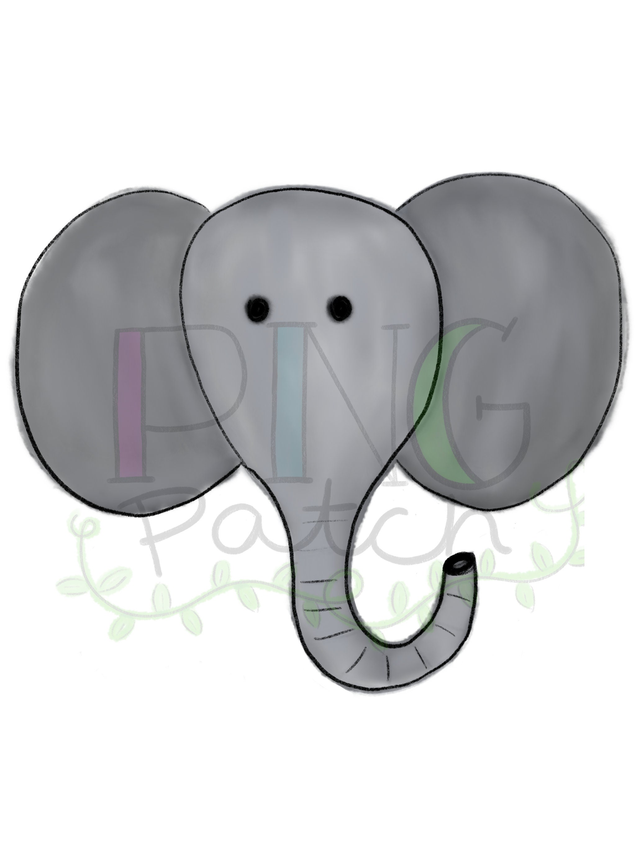 Cute Elephant Face PNG Digital Design, Sublimation Design Download ...