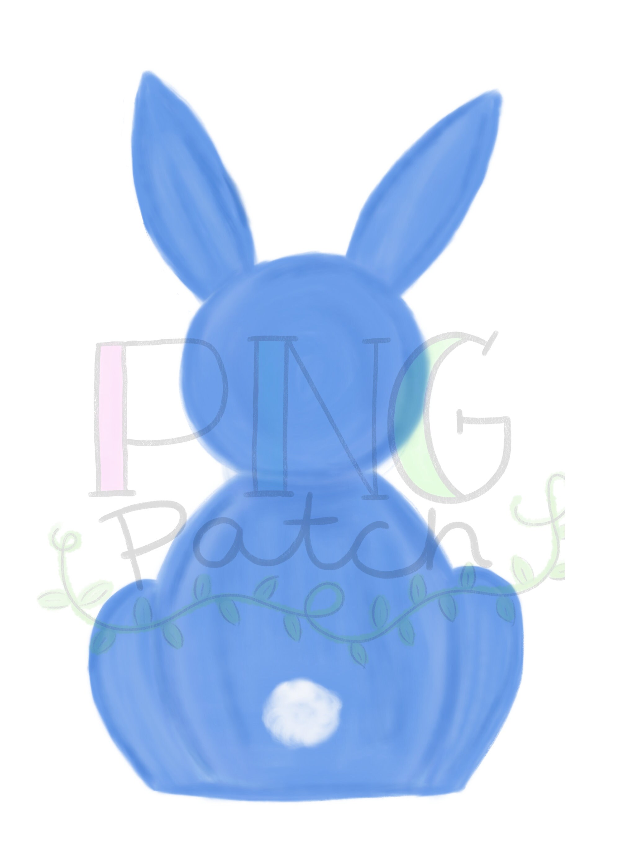 Blue Watercolor Easter Bunny PNG Digital Design Easter | Etsy