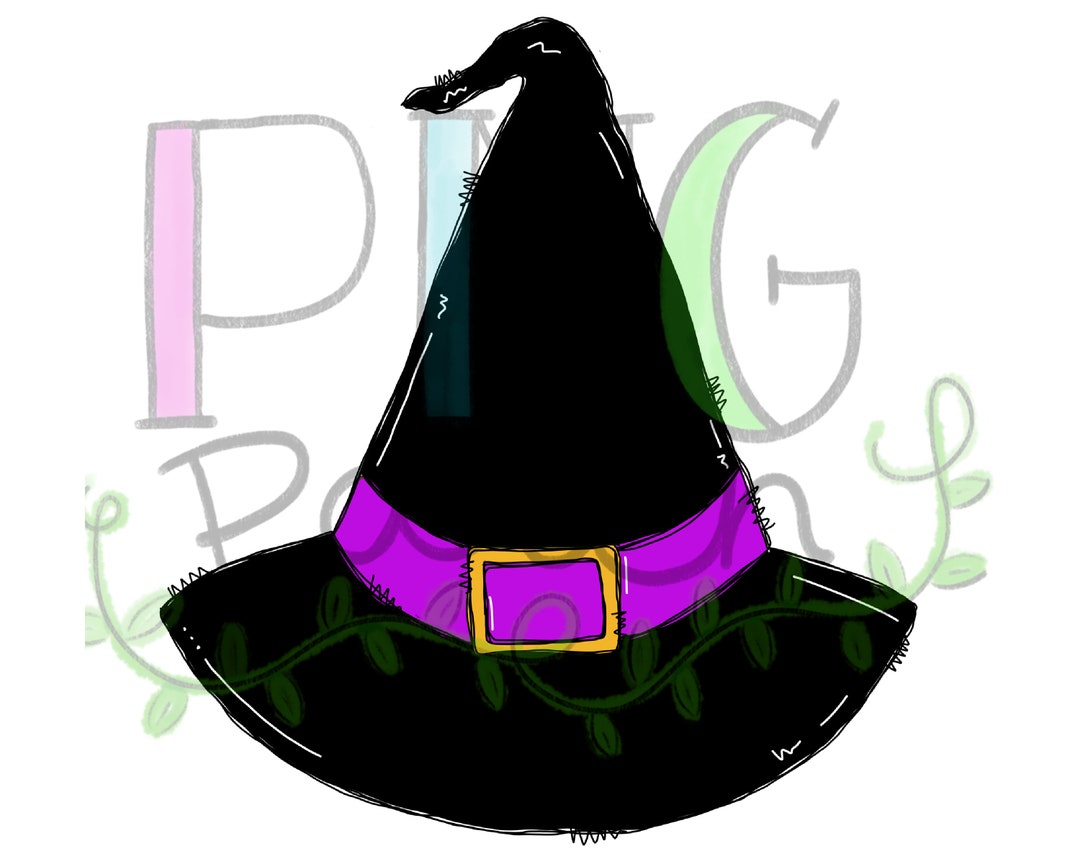 Cute Witch Hat, Fall PNG File, Witch Digital Design, Halloween ...