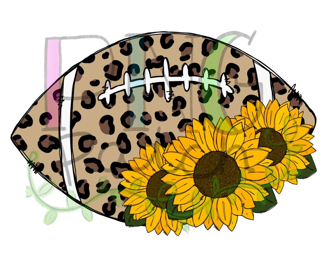 Leopard Print Football With Sunflowers , Football PNG File ...