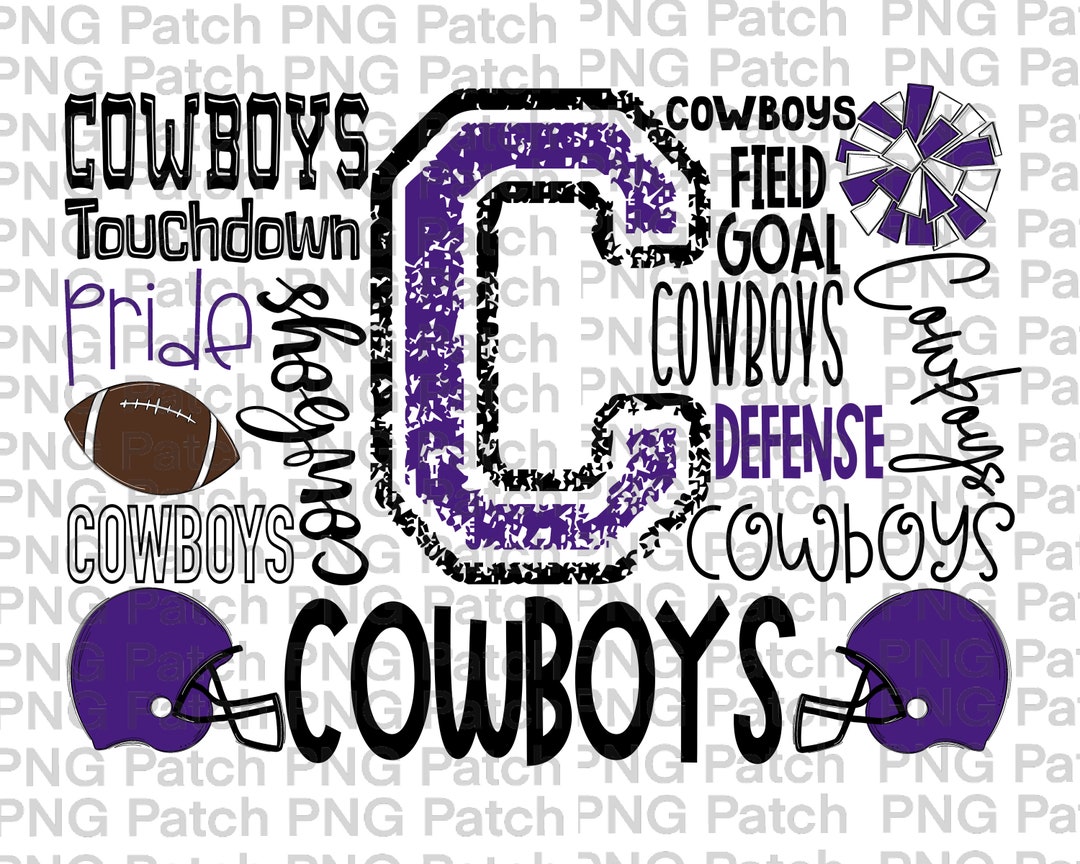 Cowboys Football Typography, Purple and Black, Mascot PNG File, Team ...
