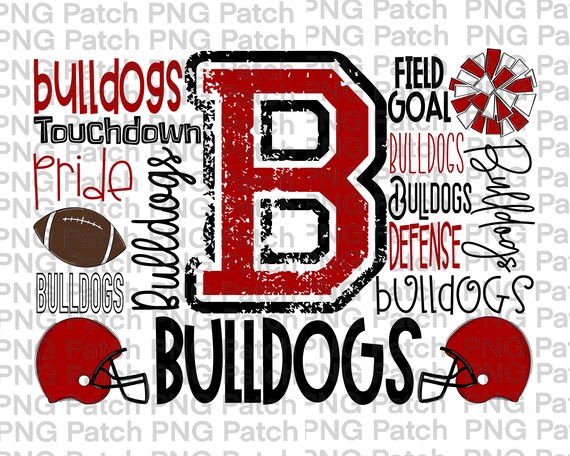 Bulldogs Football Typography Red Black Mascot PNG File Team | Etsy