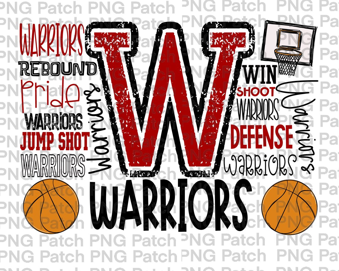 Warriors Basketball Typography | Red | Mascot PNG File | Team Digital ...