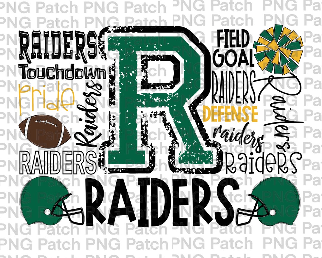Raiders Football Typography, Green and Gold, Mascot PNG File, Team ...