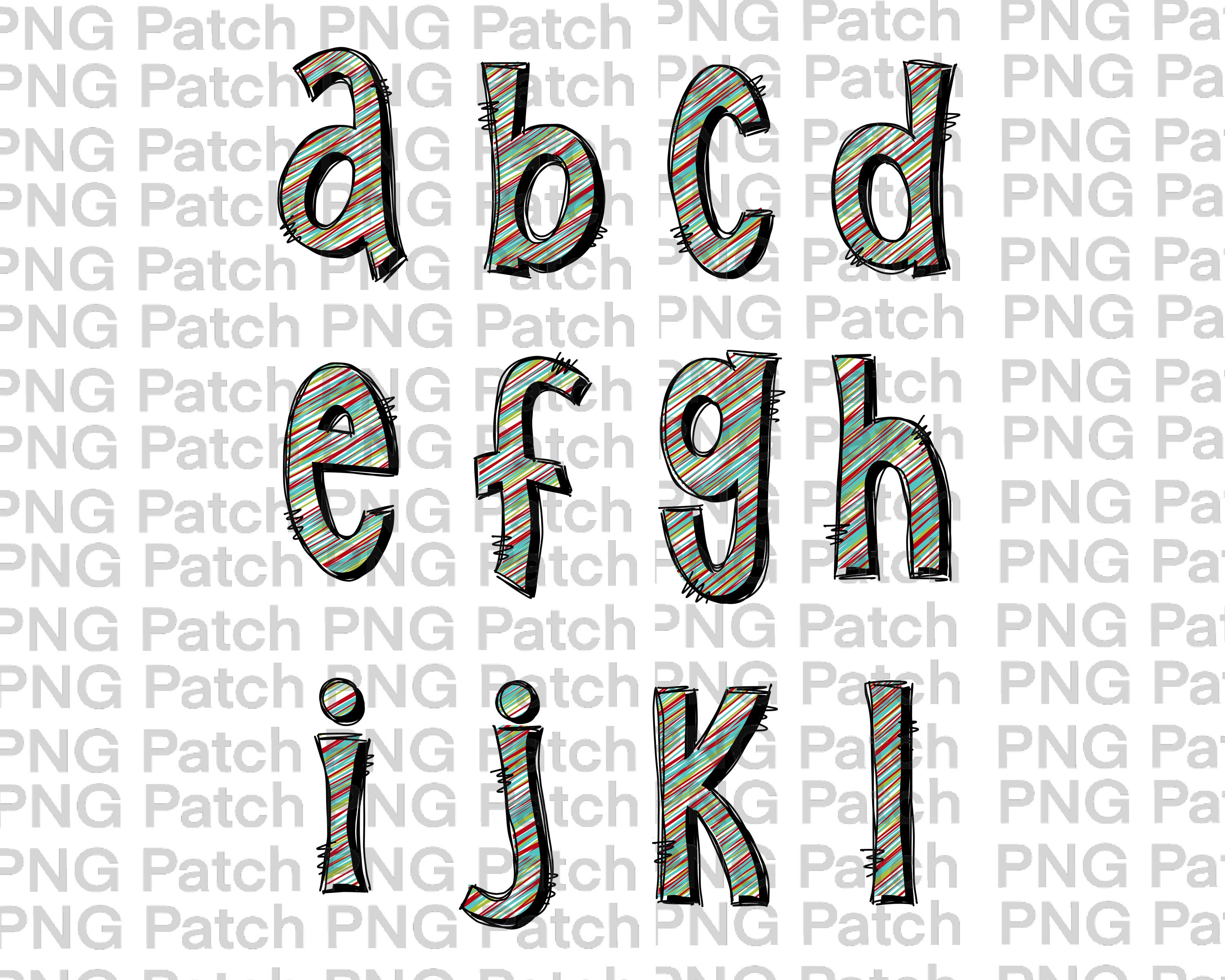 All Lower Case Scribble Striped Alpha Pack Alphabet Pack PNG - Etsy