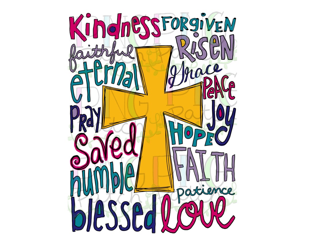 Cross Words of Encouragement PNG Digital Design, Sublimation Design ...