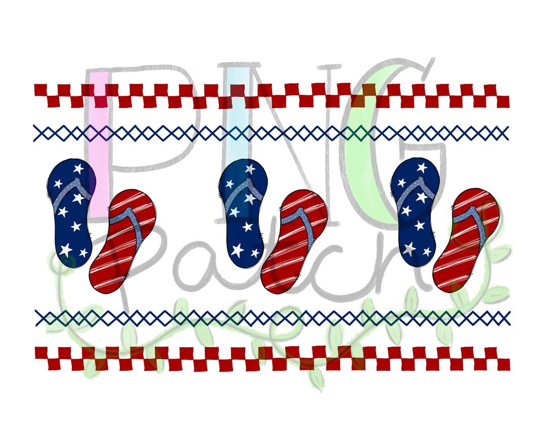 Patriotic Flip Flops Sublimation Design | Mock Smocked | Red and Blue ...