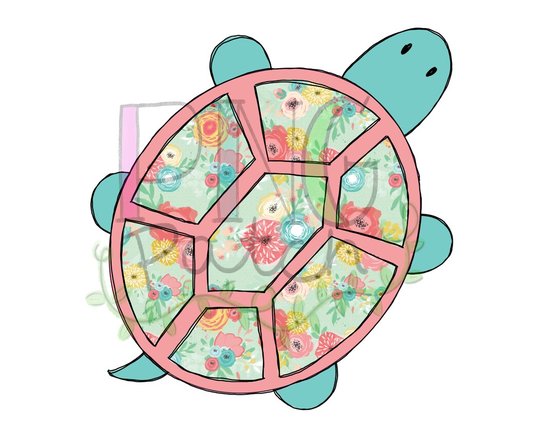 Turtle Floral, PNG Digital Design, Animal Sublimation Design Download ...