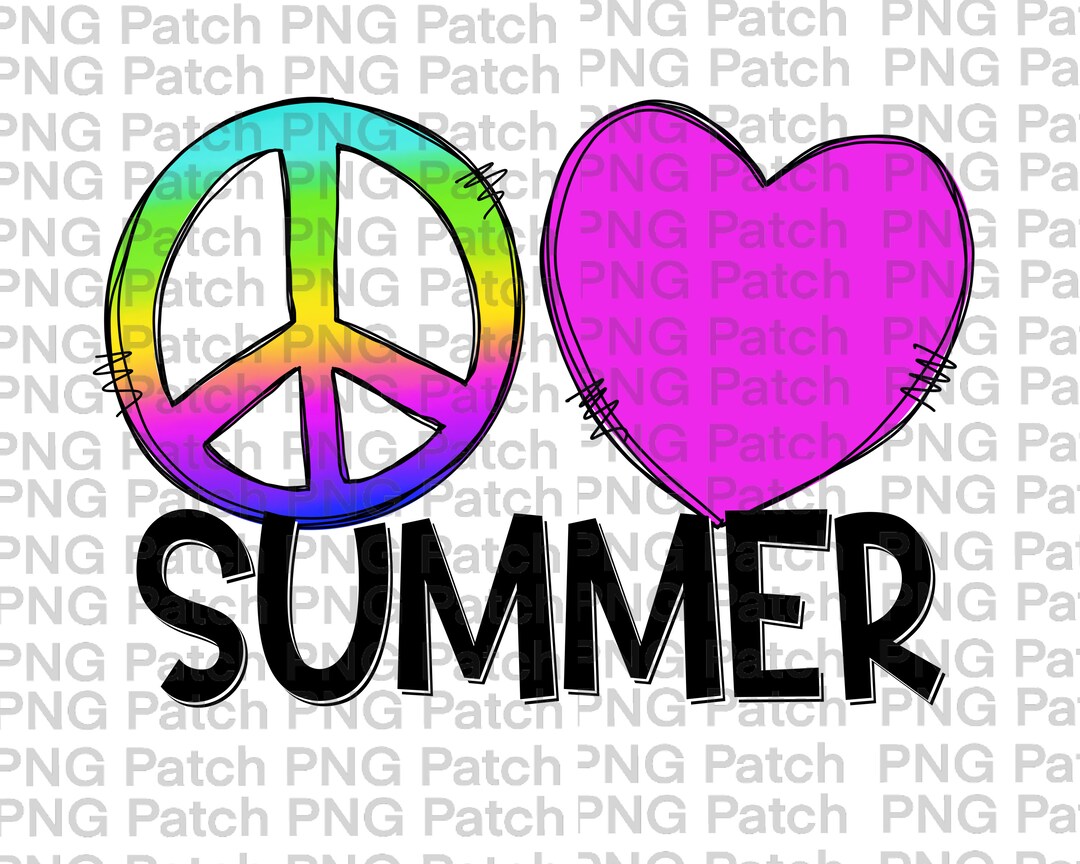 Peace Love Summer, Peace Sign and Heart, Summer PNG Digital Design ...