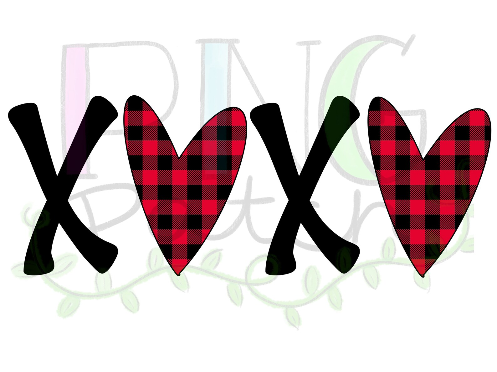 Valentine's Day Buffalo Plaid Red XO XO, PNG Digital Design ...