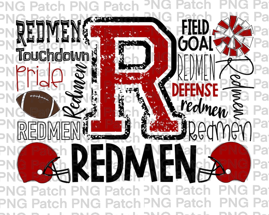 Redmen Football Typography, Red Black, Mascot PNG File, Team Digital ...