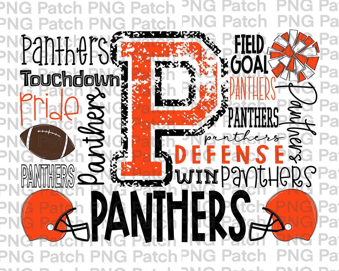 Panthers Football Typography, Orange Black, Mascot PNG File, Team ...