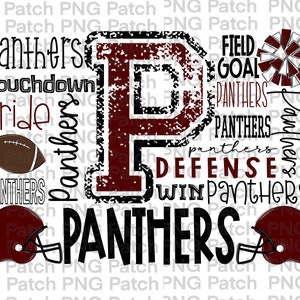 Panthers Football Typography Maroon Black Mascot PNG File - Etsy
