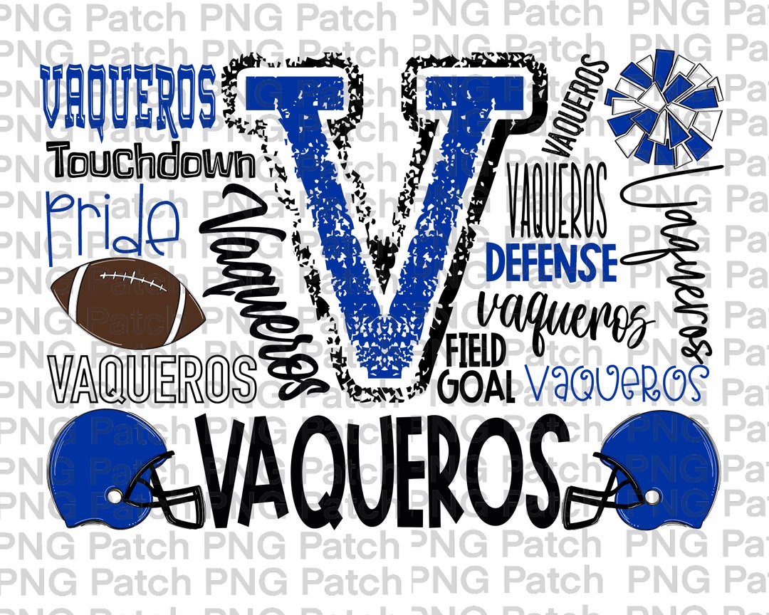 Vaqueros Football Typography, Royal Black, Mascot PNG File, Team ...