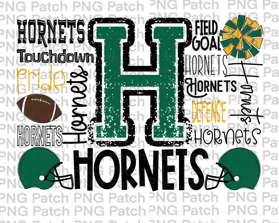 Hornets Football and Cheer Typography | Green Yellow | Mascot PNG File ...