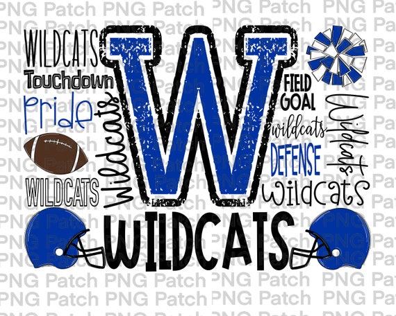 Wildcats Football Typography Royal Black Mascot PNG File | Etsy