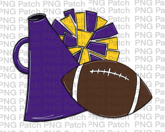 Purple and Gold Football Cheerleader Megaphone and Pom Poms | Etsy