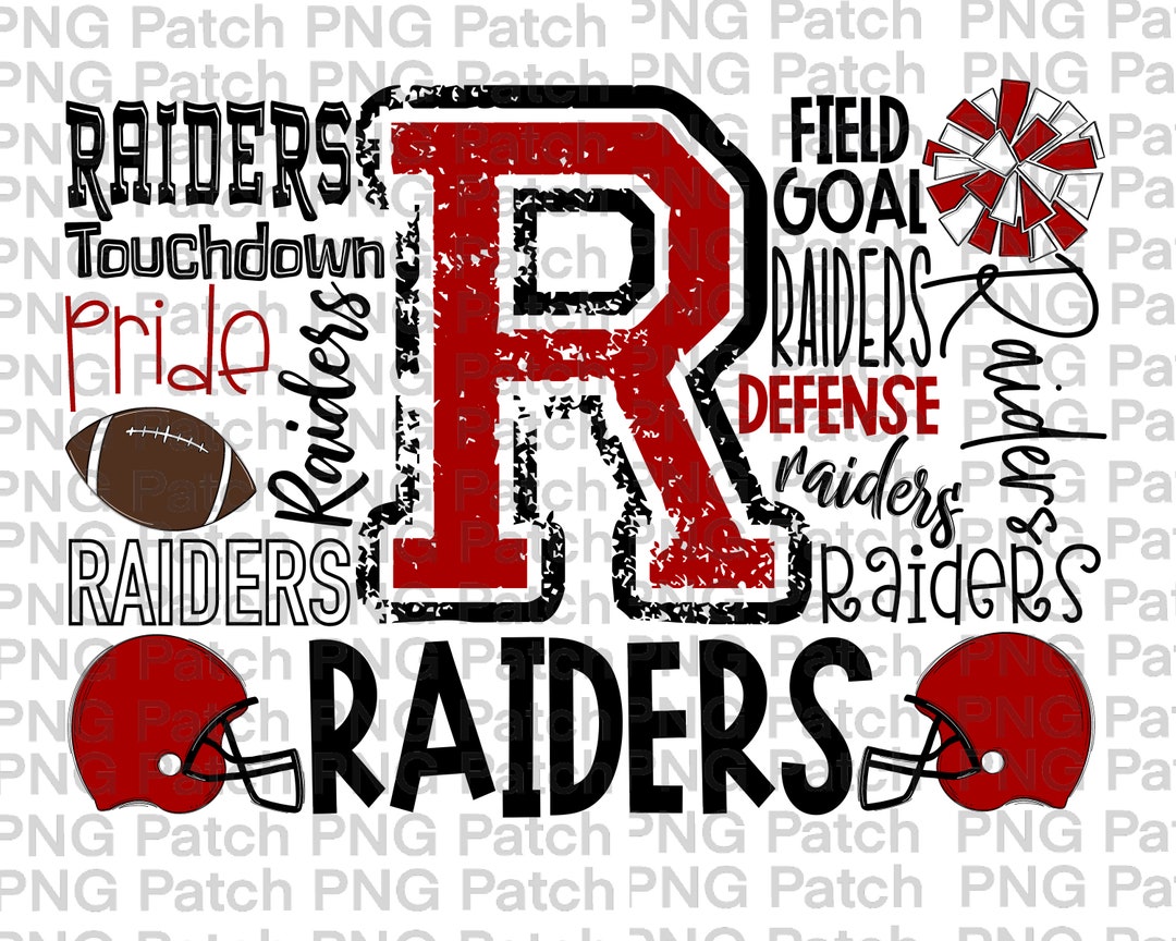 Raiders Football Typography, Red Black, Mascot PNG File, Team Digital ...