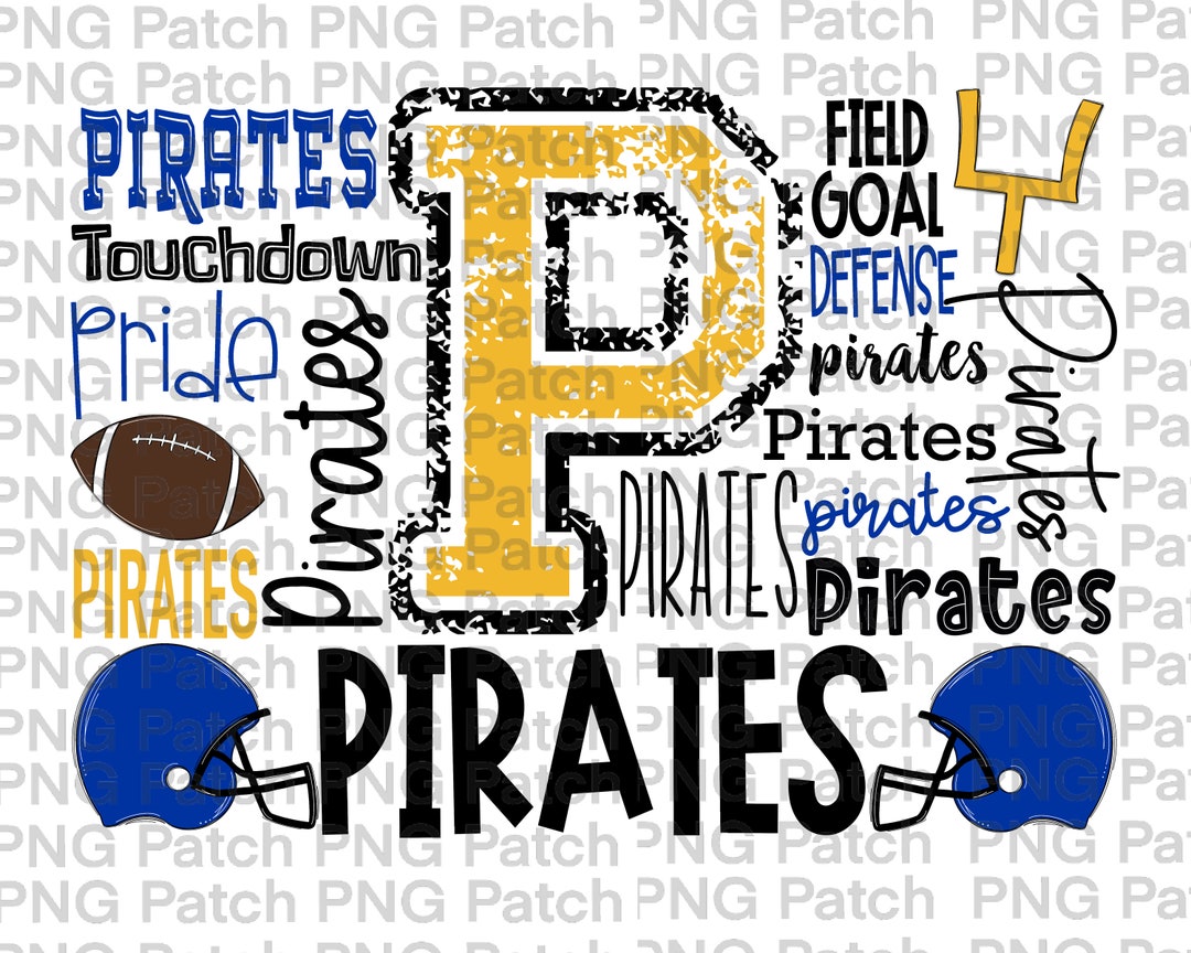 Pirates Football Typography, Blue and Gold, Mascot PNG File, Team ...