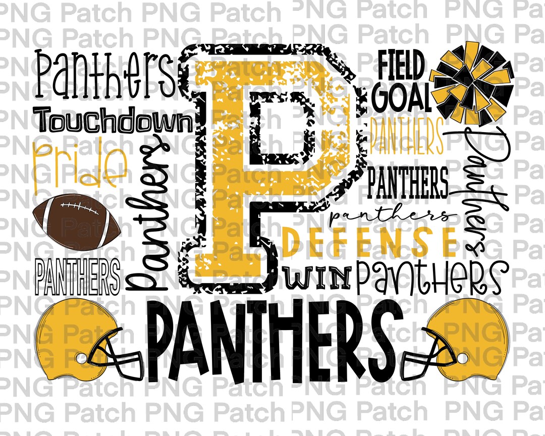 Panthers Football Typography, Yellow Black, Mascot PNG File, Team ...