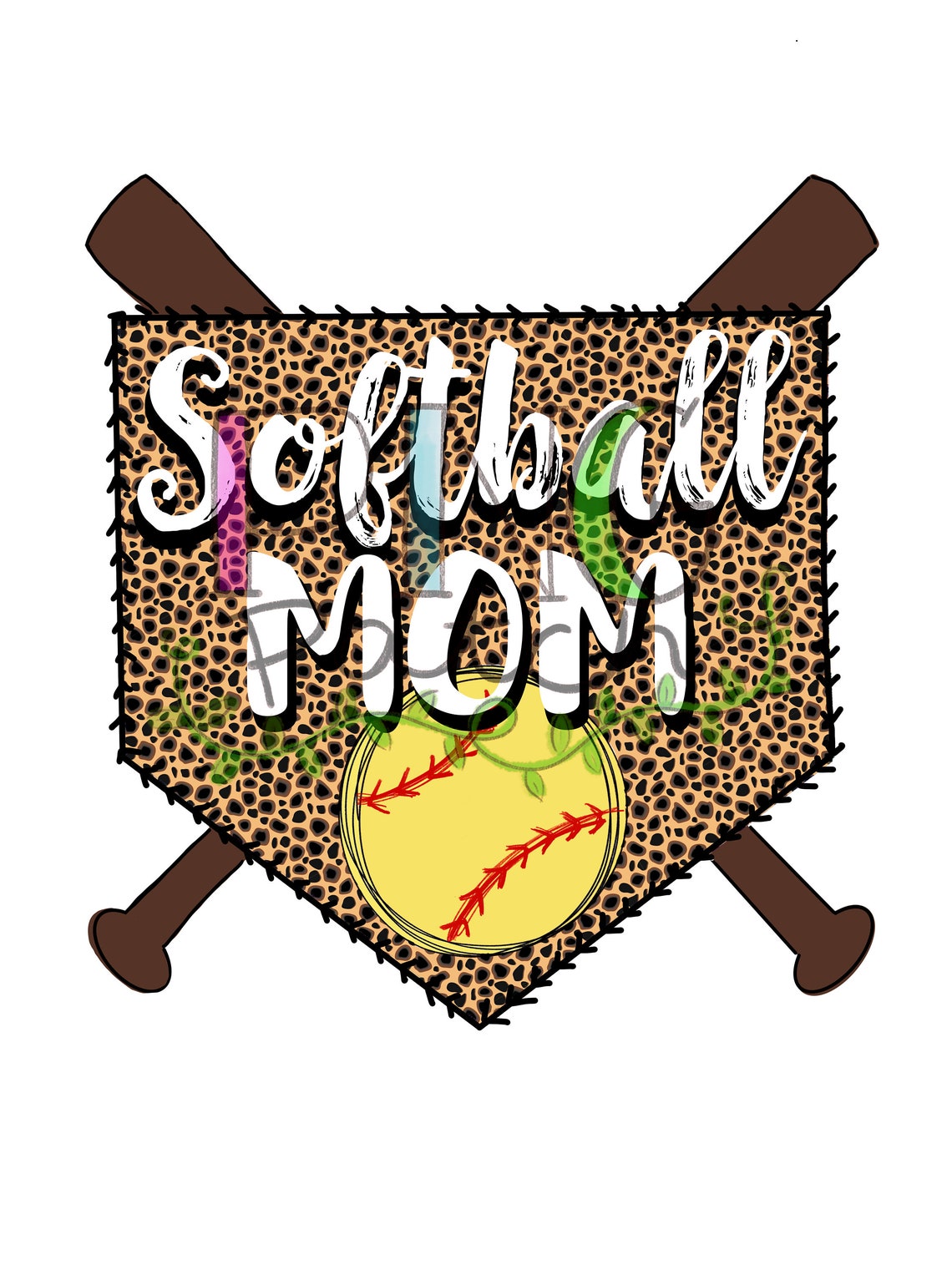 Softball Mom, Cheetah Background, PNG Digital Design, Sublimation ...