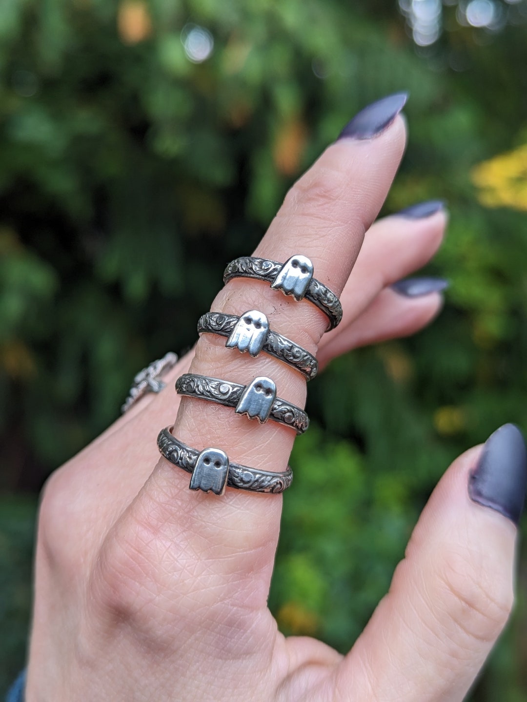Dainty Ghost Ring Halloween Jewelry Sterling Silver Ring - Etsy