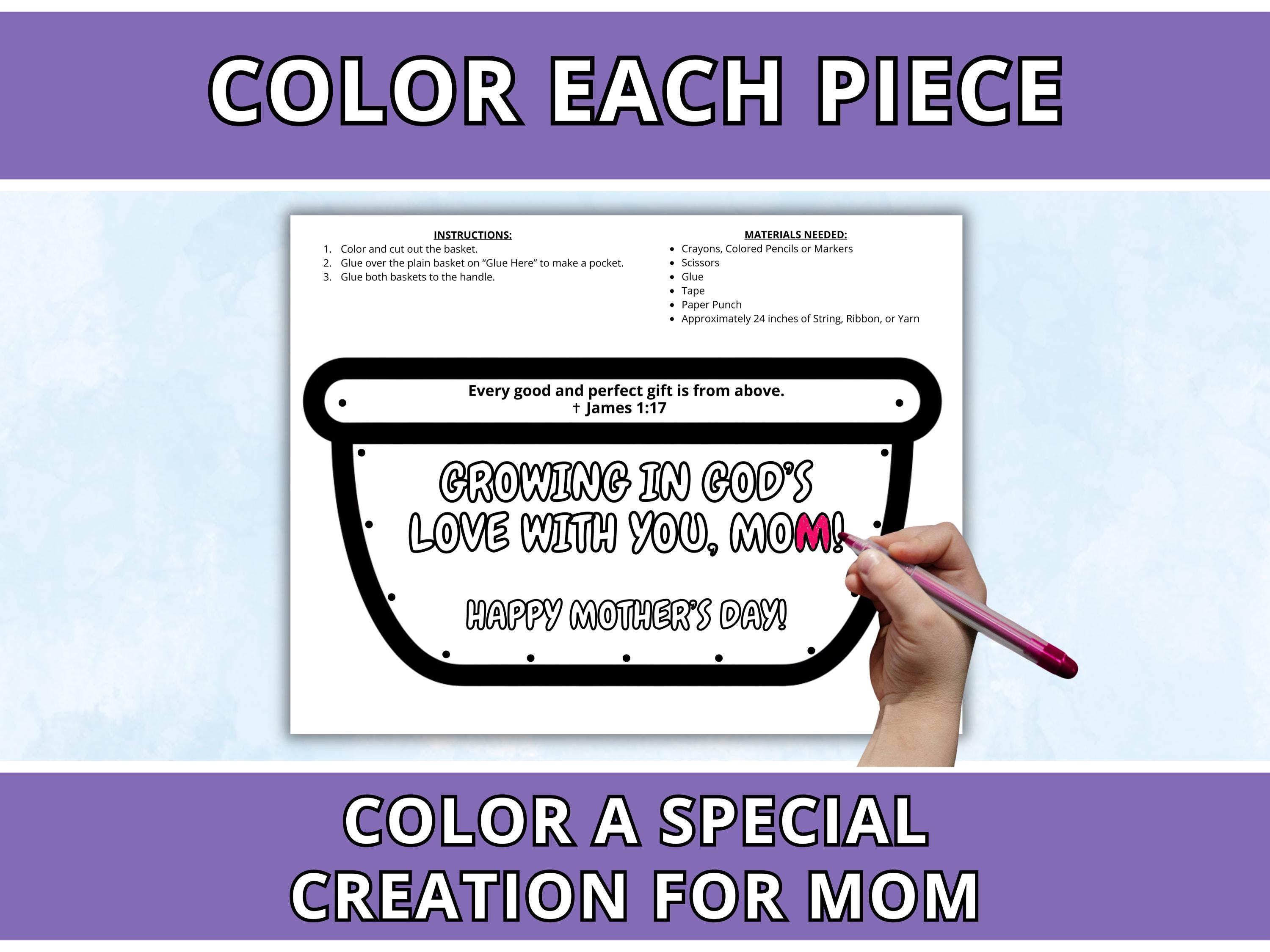 Mother’s Day Christian Bible Coloring Craft for Kids, Sunflower Sewing ...