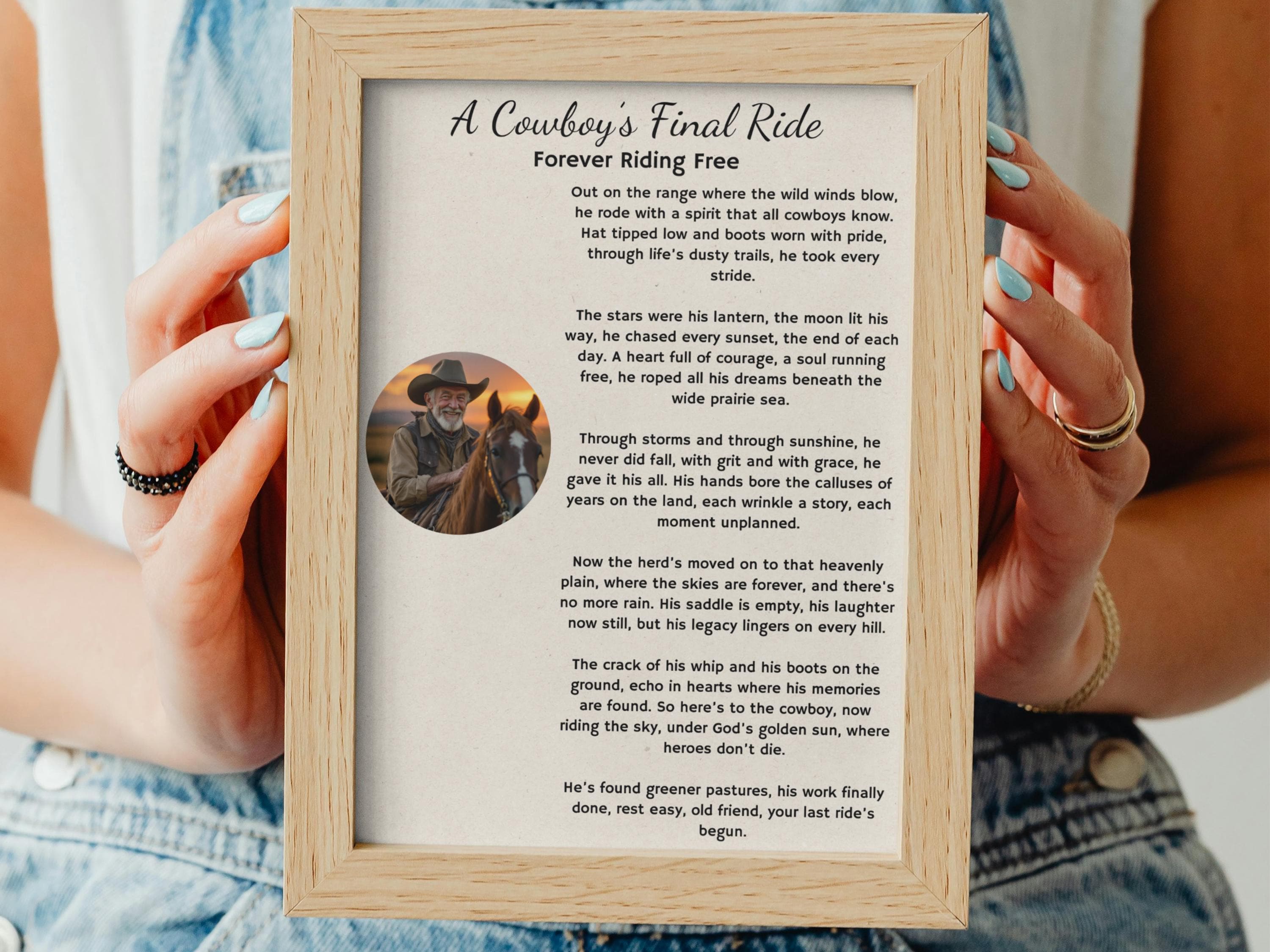Editable Cowboy Memorial Poem, Cowboy Memorial Card, Memorial Service ...