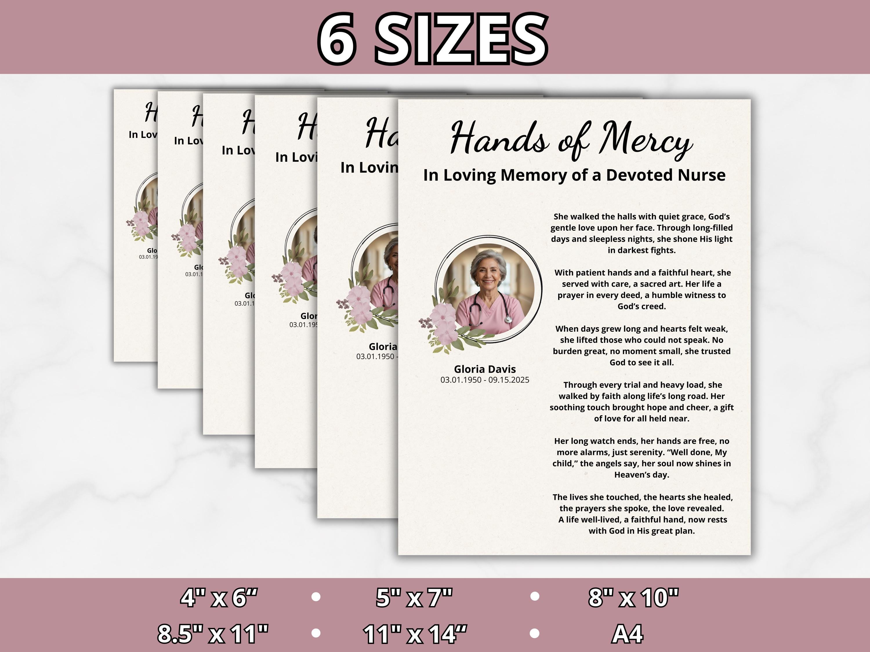 Editable Nurse Funeral Custom Poem Printable, Customized Nurse Memorial ...