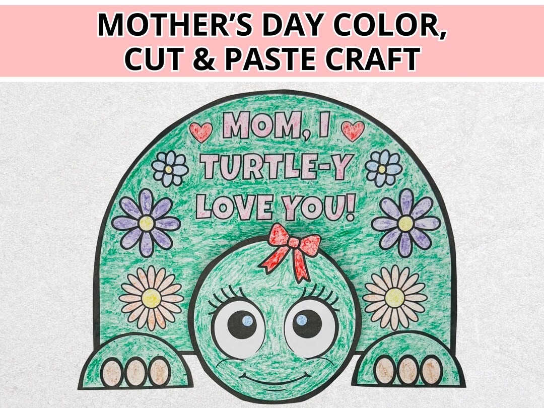 Mother’s Day Craft for Kids, 3D Bobble Head Turtle Printable, Mom Gift ...