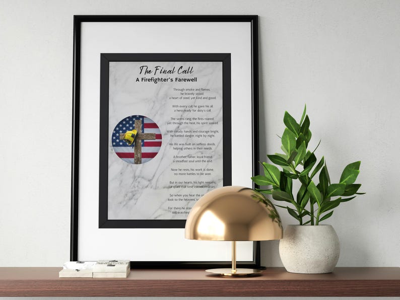 Firefighter Memorial Funeral Poem for Celebration of Life for Fireman ...