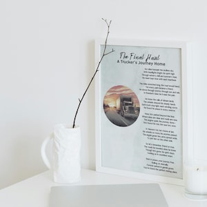 Semi Truck Driver Memorial Poem for Commercial Truck Driver Operator ...