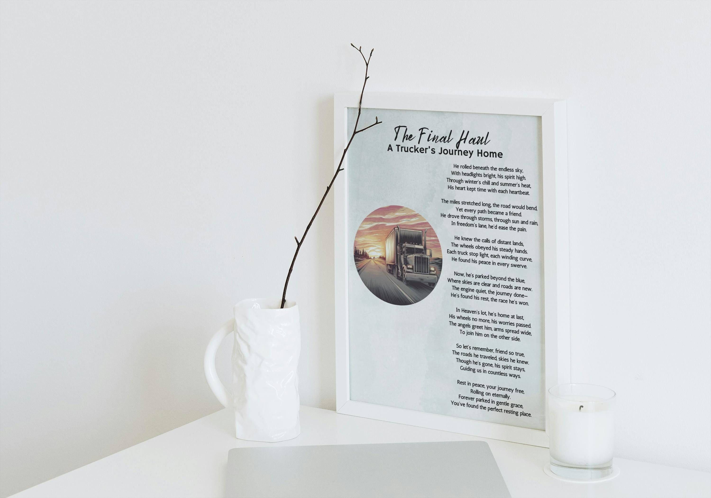 Semi Truck Driver Memorial Poem for Commercial Truck Driver Operator ...