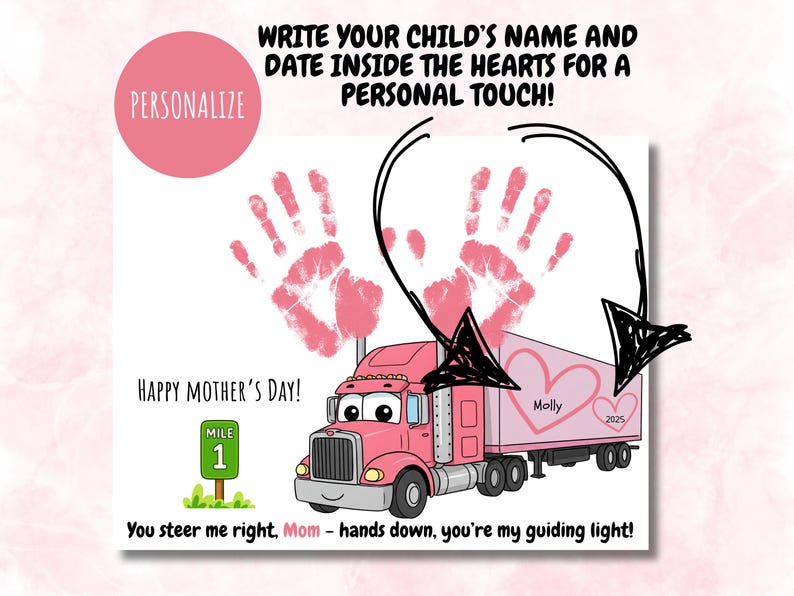Semi Truck Mothers Day Handprint Craft Mom Day DIY Handprint Art for ...