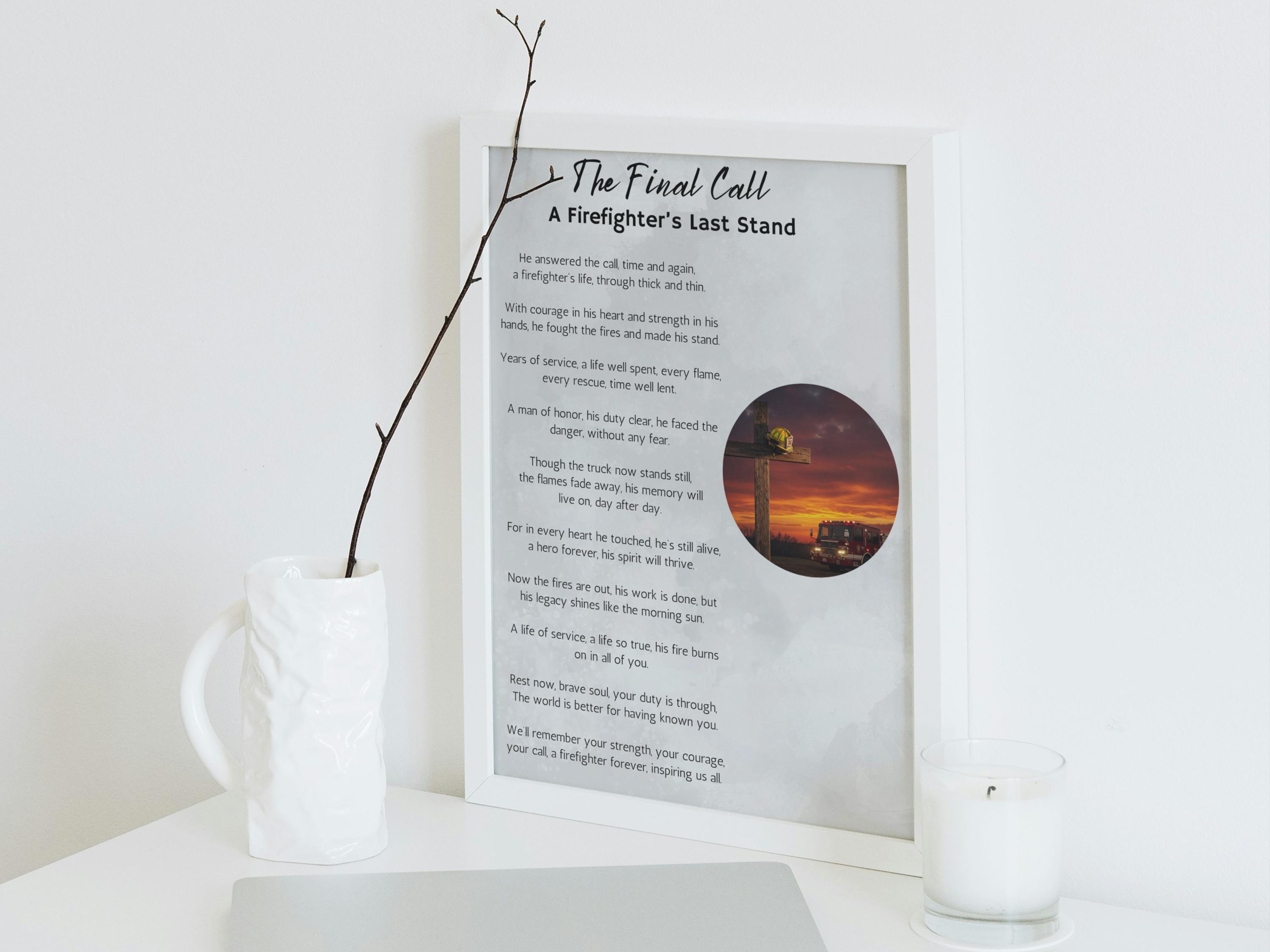 Firefighter Memorial Funeral Poem for Celebration of Life for Fireman ...