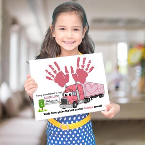 Grandpa Handprint Art for Grandparents Day Craft Semi Truck Printable ...