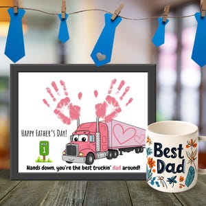Semi Truck Fathers Day Handprint Craft Printable Gift for Fathers Day ...