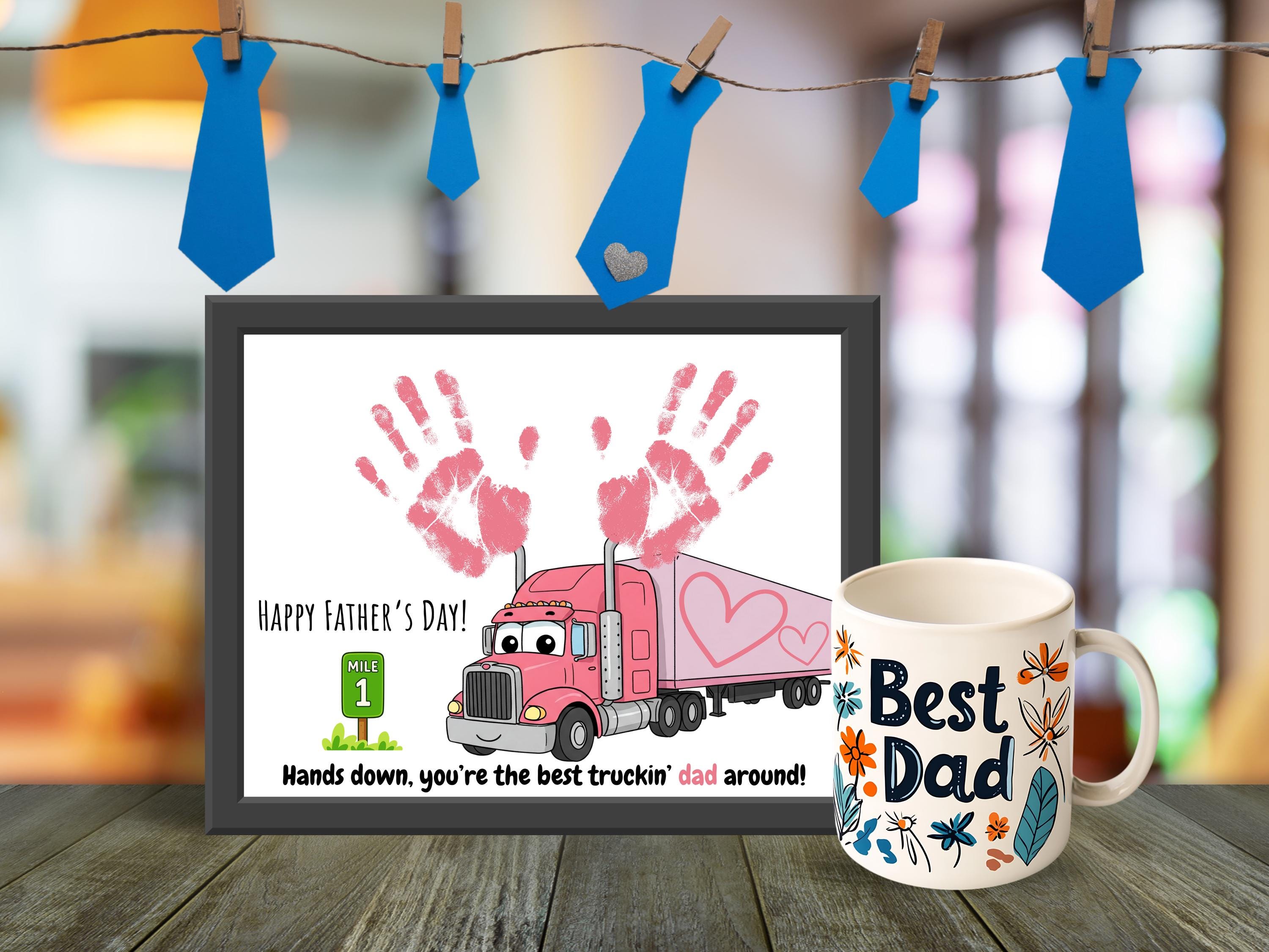 Semi Truck Fathers Day Handprint Craft Printable Gift for Fathers Day ...