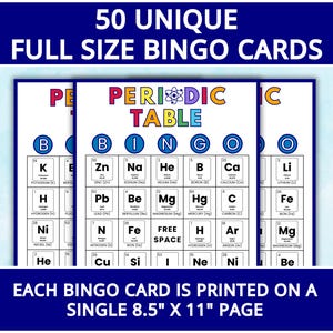 Science Periodic Table of Elements Bingo Game Printable, Middle School ...