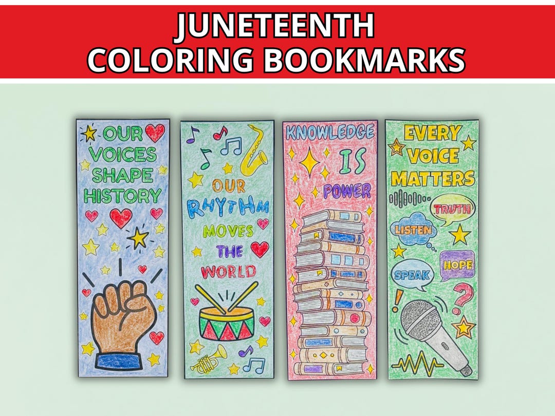 Juneteenth Coloring Kids Bookmarks Printable, Black History Coloring ...