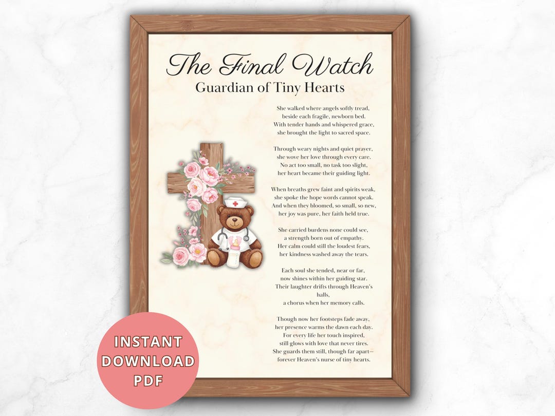 NICU Nurse Memorial Poem for Funeral, Pediatric Nurse Remembrance Poem ...