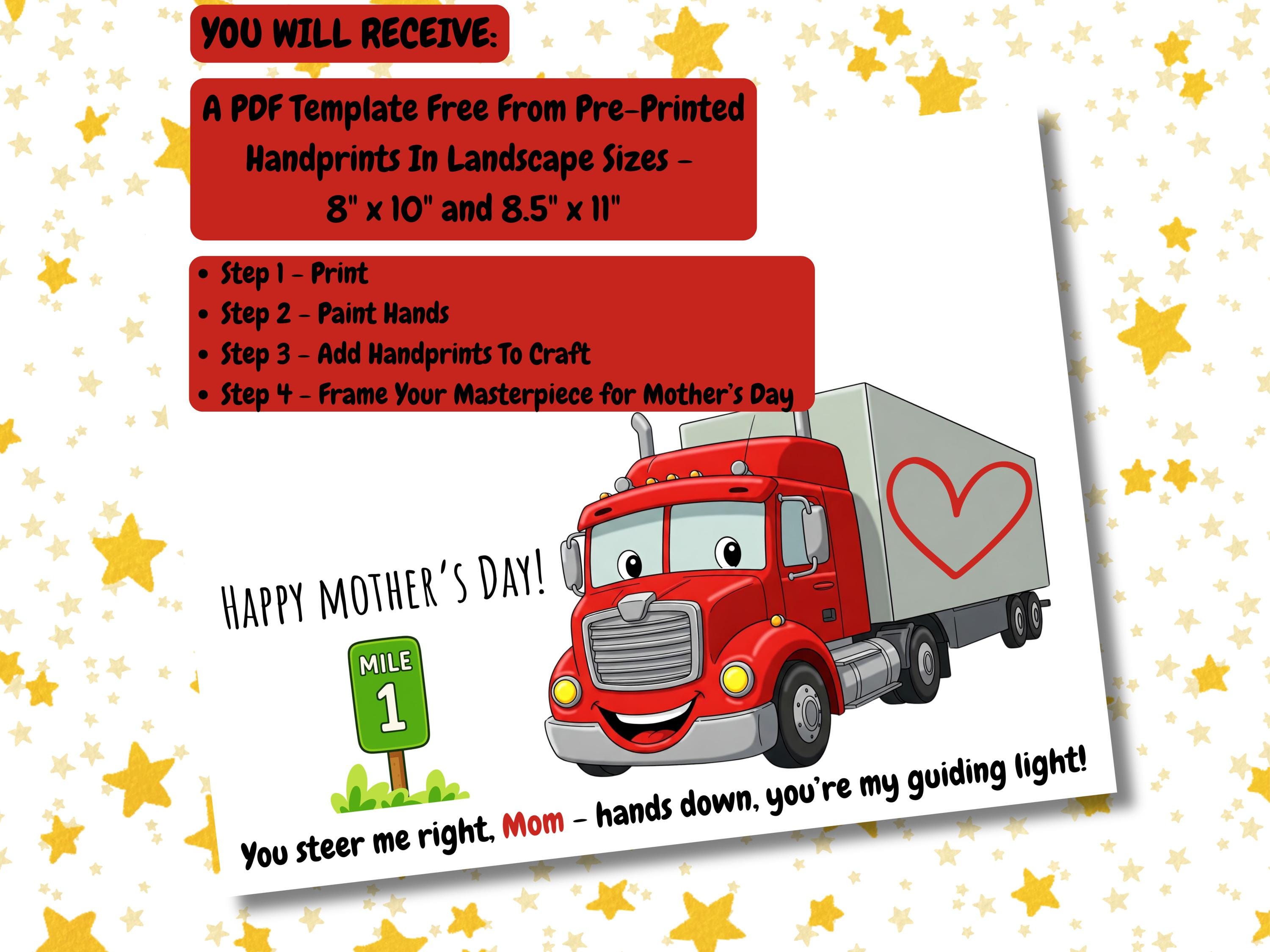 Semi Truck Mothers Day Handprint Craft Mom Day DIY Handprint Art for ...
