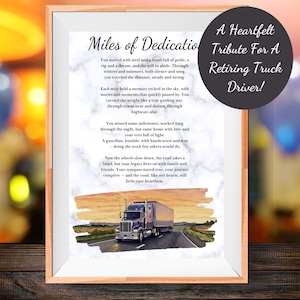 Semi Truck Driver Retirement Poem Print for Commercial Truck Driver ...