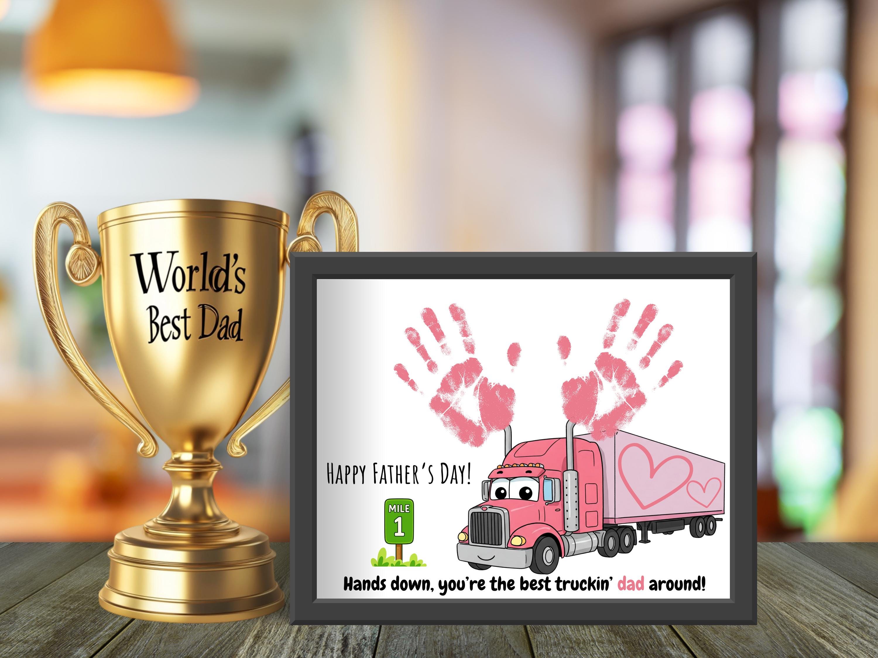 Semi Truck Fathers Day Handprint Craft Printable Gift for Fathers Day ...