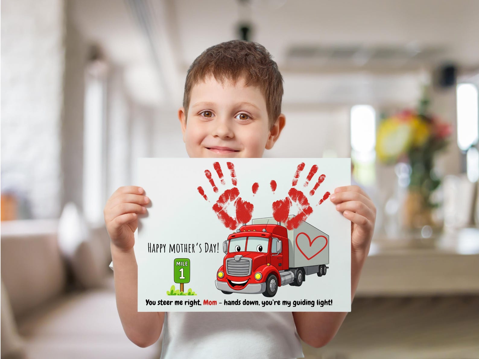 Semi Truck Mothers Day Handprint Craft Mom Day DIY Handprint Art for ...