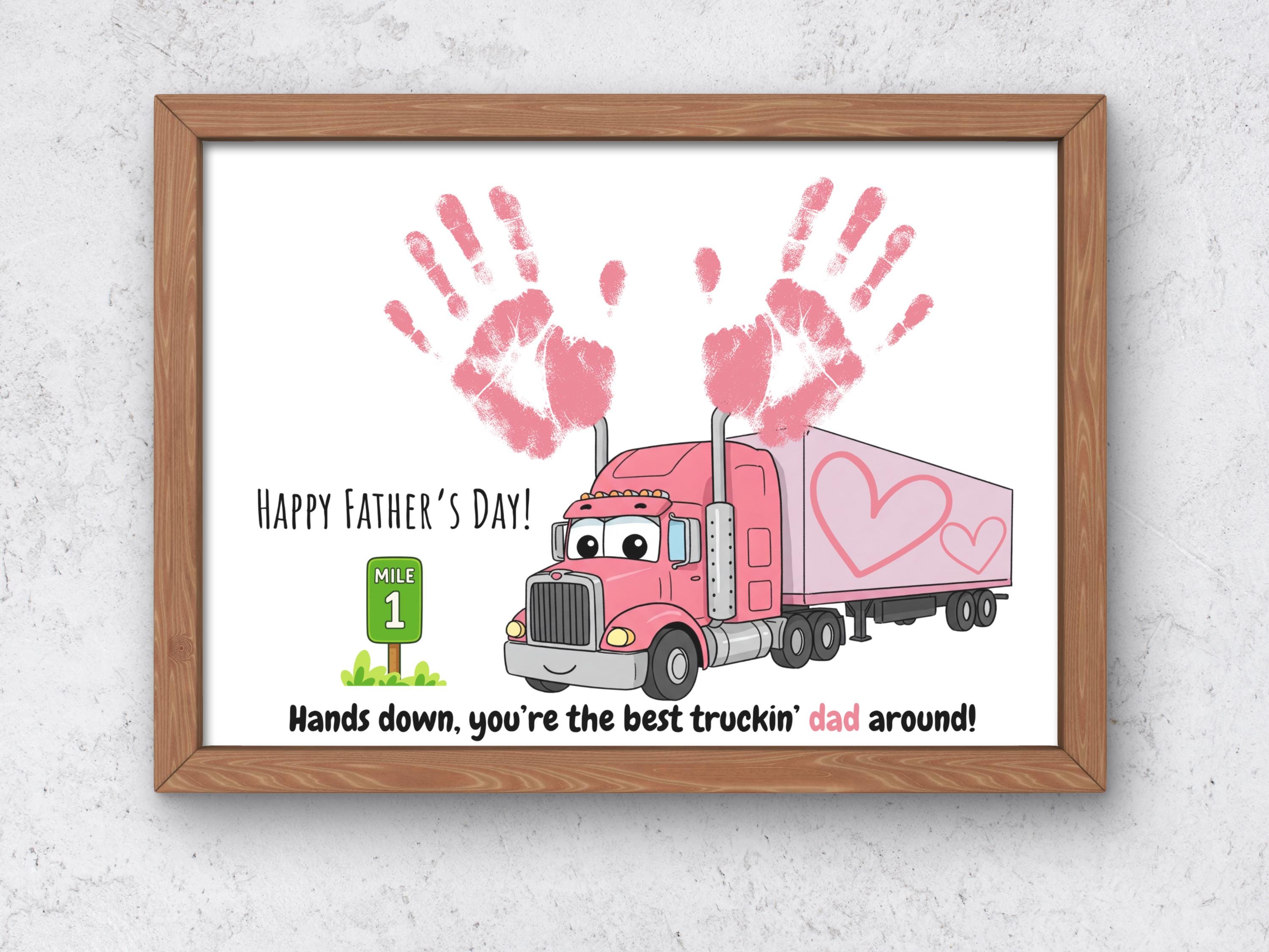 Semi Truck Fathers Day Handprint Craft Printable Gift for Fathers Day ...