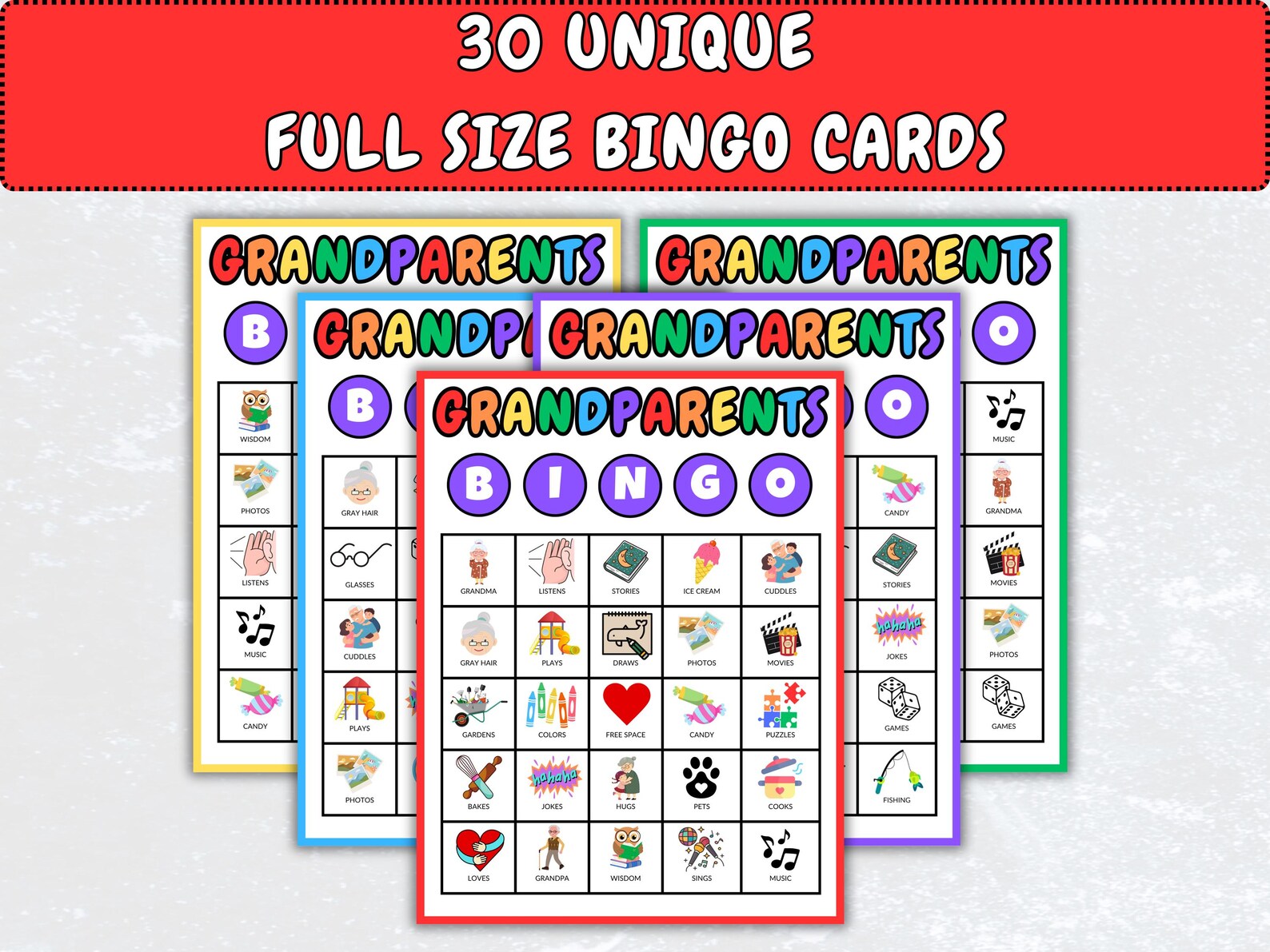 Grandparents Day Bingo Game Printable Fun School Activities for ...