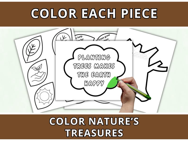 Tree Craft Paper Coloring Printable, Kids Arbor Day Arts and Crafts ...
